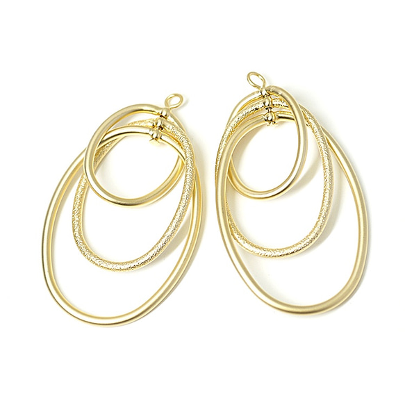 新作【2個入り】大きさ違いの三つオーバル形マッドゴールドチャーム、パーツ チャーム DIYBEJEWEL 通販｜Creema(クリーマ)