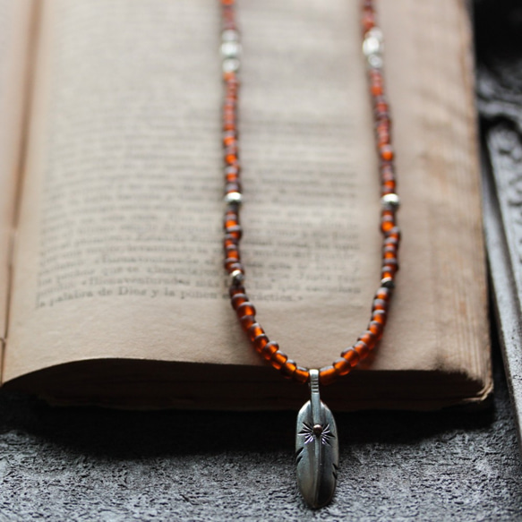 *Java grass beads & silver925 feather ネックレス ネックレス・ペンダント get with it! 通販 7632012｜Creema(クリーマ)