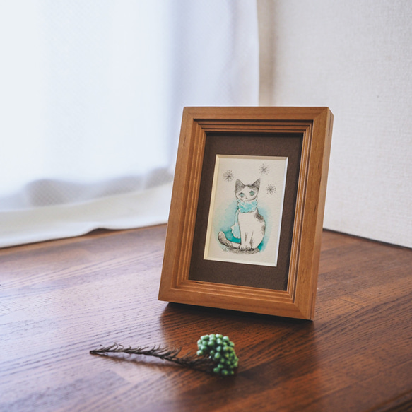 水彩原画『コバルト』日々を愉しむちいさな絵 額装品 絵画 タナベサオリ 通販｜Creema(クリーマ) 8670130