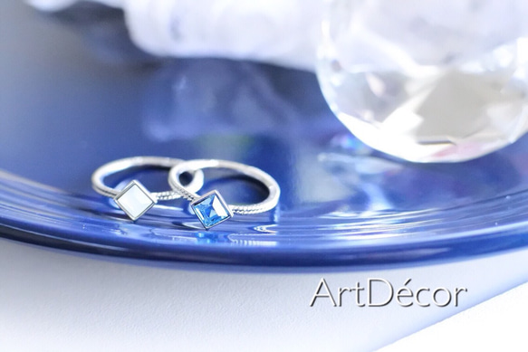 SILスワロフスキー ️スクエアリング13号(BL) 指輪・リング ArtDecor〜アールデコール〜 通販 5289765｜Creema(クリーマ)