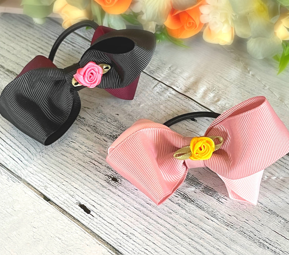 【ローズアヴァンティ発】天使の羽根スタイル♡リボンローズ♡ヘア飾り2個 ヘアゴム RoseAvanty いのうえ ちひろ 通販 ...