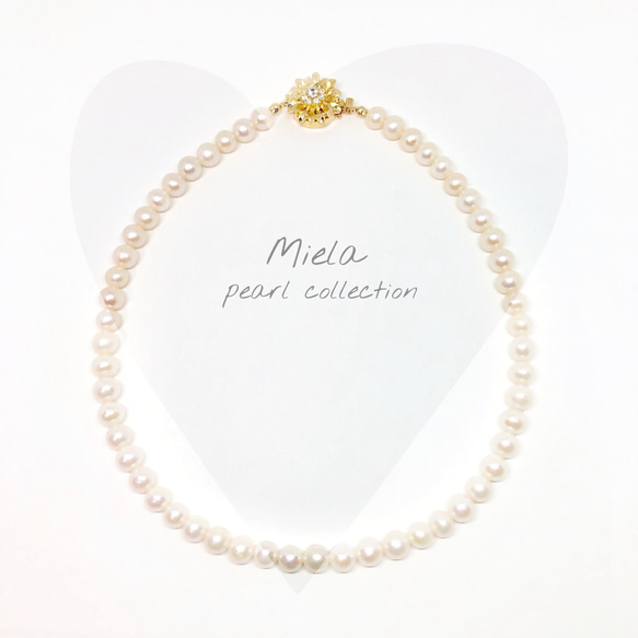 淡水パールのネックレス〜flower&swarovski〜 ネックレス・ペンダント MIELA 通販｜Creema(クリーマ) 5459599