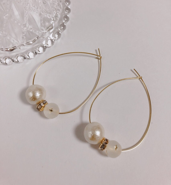 Moniqueh コスモ ビーズ コットンパール フープピアス 入学式 入園式 結婚式 ピアス（フープ） kitt 通販 5727014 ...