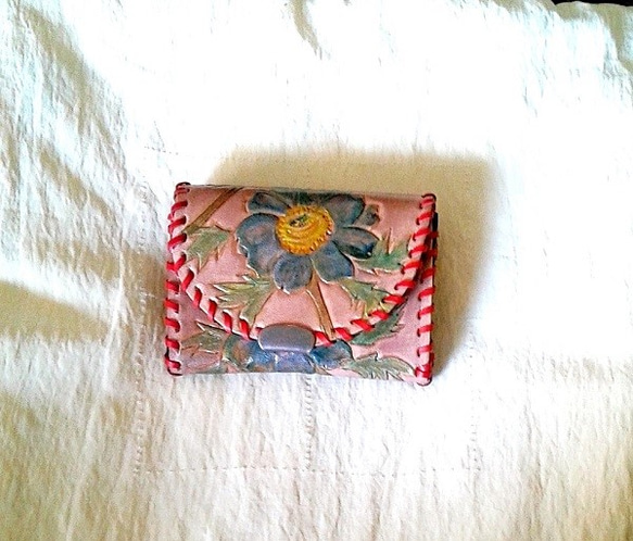 牛革製小銭入れ（アネモネ模様） 小銭入れ・コインケース 花キャベツ 通販 5503269｜Creema(クリーマ)