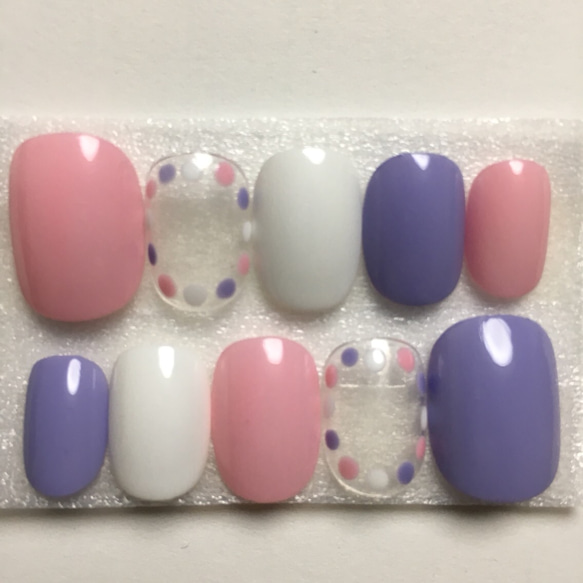 パステルカラー/囲み/ドット/ネイル ネイルチップ（つけ爪） risapi 通販 5327378｜Creema(クリーマ)
