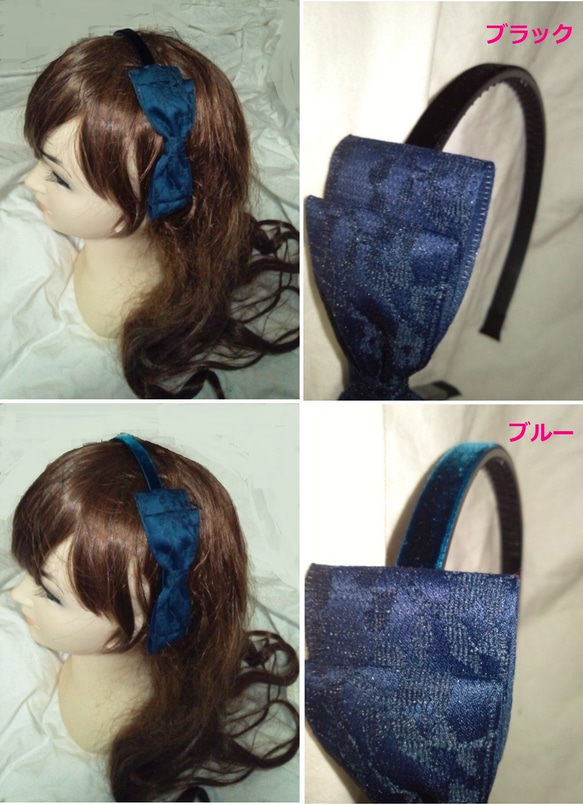 大人可愛い ちょっとお上品に(^_-)-☆ ベルベット＆花柄レースリボン カチューシャ カチューシャ MelodyPink 通販｜Creema ...