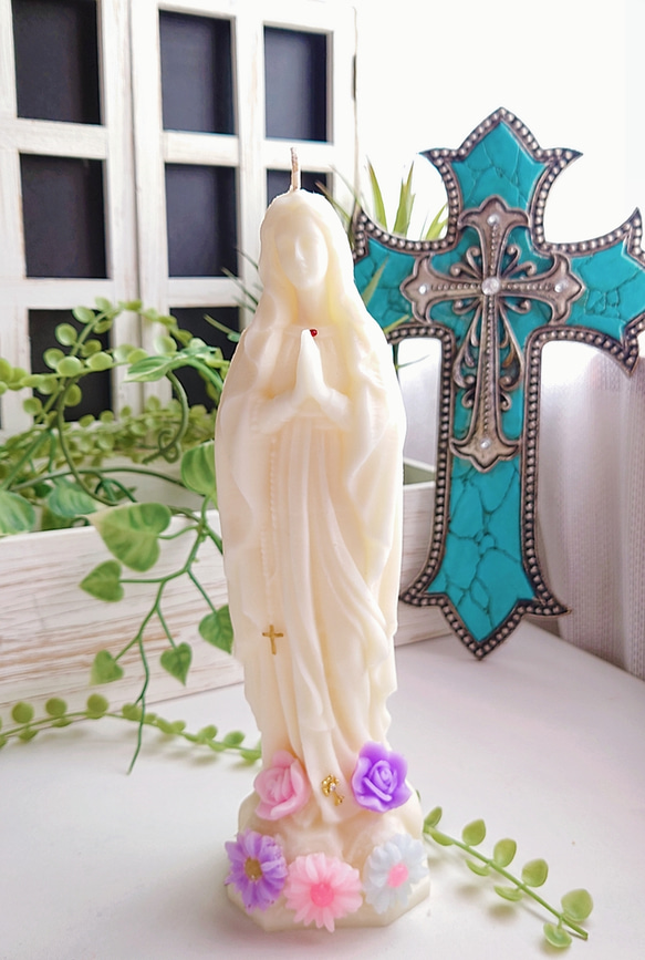 マリア様♡ソイキャンドル～ホワイト キャンドル・キャンドルホルダー enkeli candle 通販 11505237｜Creema(クリーマ)