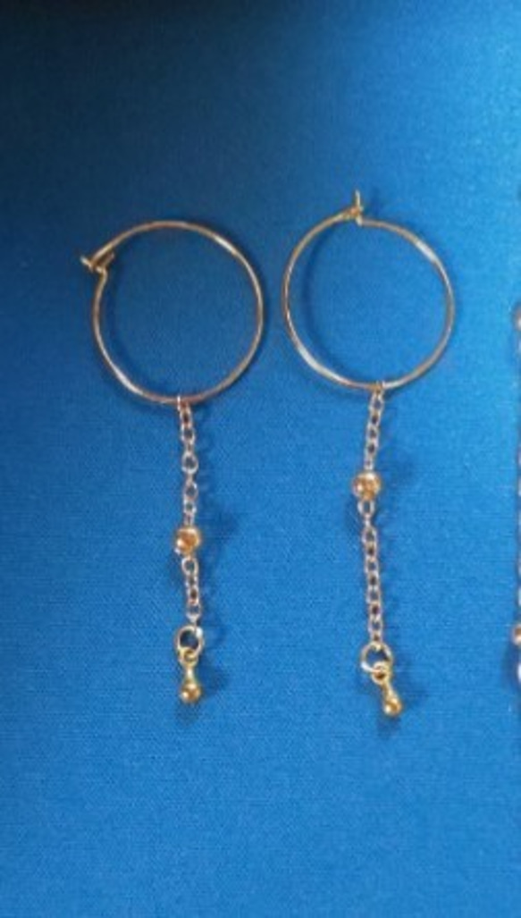 ゜ビーズ付き小豆チェーンピアス＆ブレスレットセット ゴールド ピアス（フープ） rinko2018 通販 12059495｜Creema(クリーマ)