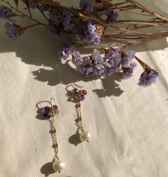 天然石とパールのピアス【creema限定】 ピアス（フック・チェーン） SOUaccessory 通販 10559688｜Creema(クリーマ)