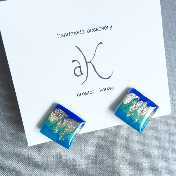 【受注製作】あ お 〈イヤリング〉 ピアス（スタッド・一粒） aK 通販 2340784｜Creema(クリーマ)