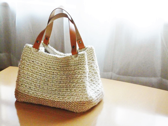 「再販」おすましツートン麻ひもトートバッグ「受注製作」 かごバッグ asa 通販｜Creema(クリーマ) 2189044