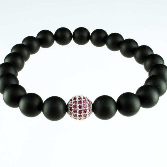 艶消しオニキスとCZの輝きがクールな印象、ブレスレット：BPHD161036 ブレスレット サンスパングル 通販 5545405｜Creema ...