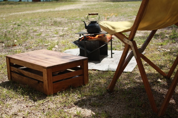 キャンプなどのアウトドア、インドア選ばず使える木箱｜ローテーブル（2枚構成天板付き） ローテーブル・リビングテーブル Gravity ...