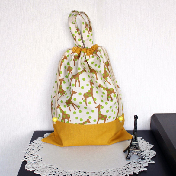 体操着袋 水玉きりん ～イエロー～ その他入園グッズ Raum 通販 2562972｜Creema(クリーマ)