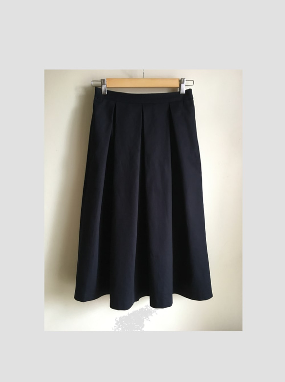 【サイズオーダー作成】チノクロスのタックスカート ネイビー ロングスカート（マキシ丈） sewingMinami 通販 5561288 ...