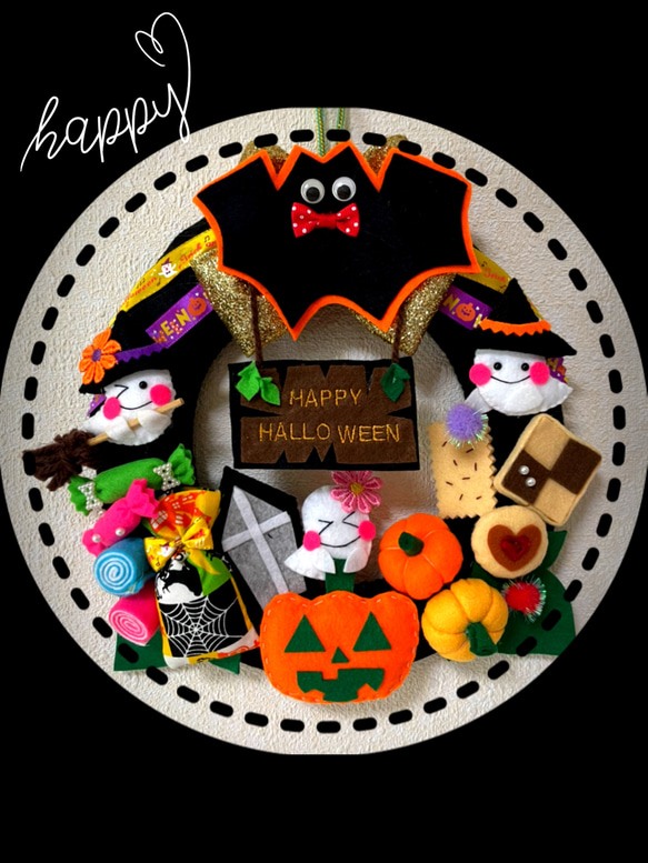 残1★ハロウィンリース★フェルト★10月★壁飾り★壁飾り 雑貨・その他 ★ふわりん★ 通販 12613112｜Creema(クリーマ)