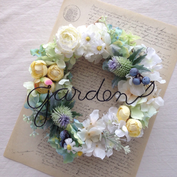 エリンジュームのgarden wreath(アーティフィシャルフラワー) リース fuwawa 通販 2086231｜Creema(クリーマ)