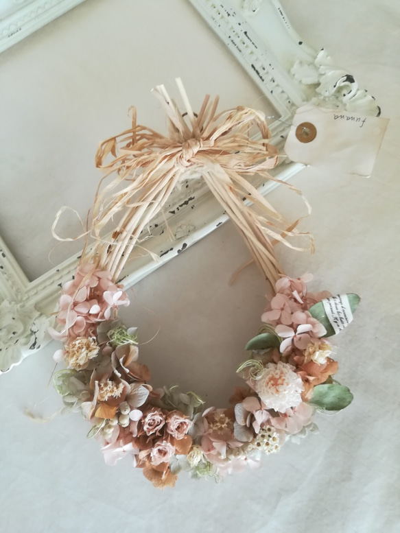 【送料無料】アンティークピンクのオーバル wreath プリザーブドフラワー fuwawa 通販｜Creema(クリーマ)