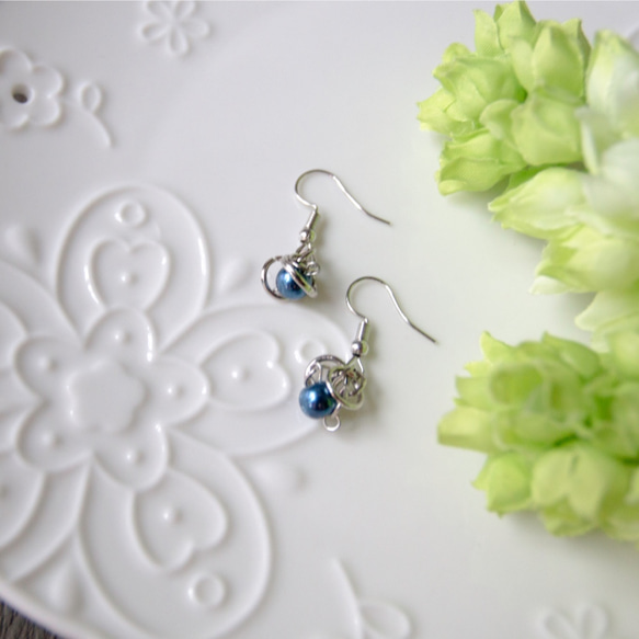 [シンプルリングピアス]宝宝ブルー ED-001 ピアス（フック・チェーン） Tsuki Workshop 通販｜Creema(クリーマ ...