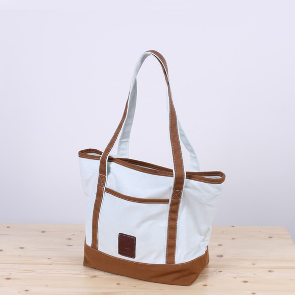 帆布 トートバッグ 茶x白Lサイズ トートバッグ amiary 通販｜Creema(クリーマ)