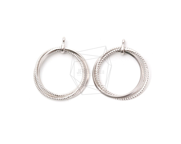 PDT-2049-MR【2個入り】スリーラウンドリングペンダント,Three Round Ring Pendant チャーム ...