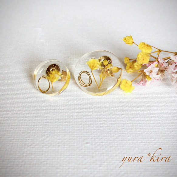 circleシリーズ＊花シャボン ピアス（スタッド・一粒） yura*kira 通販 6071250｜Creema(クリーマ)