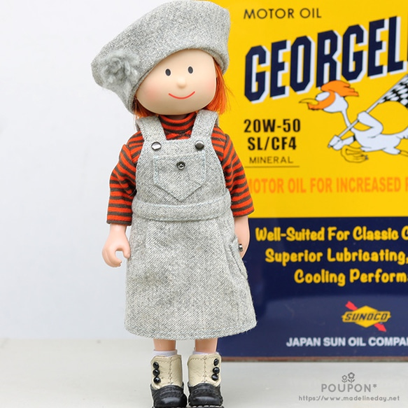 マドレーヌちゃん用着せ替え★ボーダー/カットソー＋グレイ/サロペットスカート その他人形 POUPON* 通販｜Creema(クリーマ ...