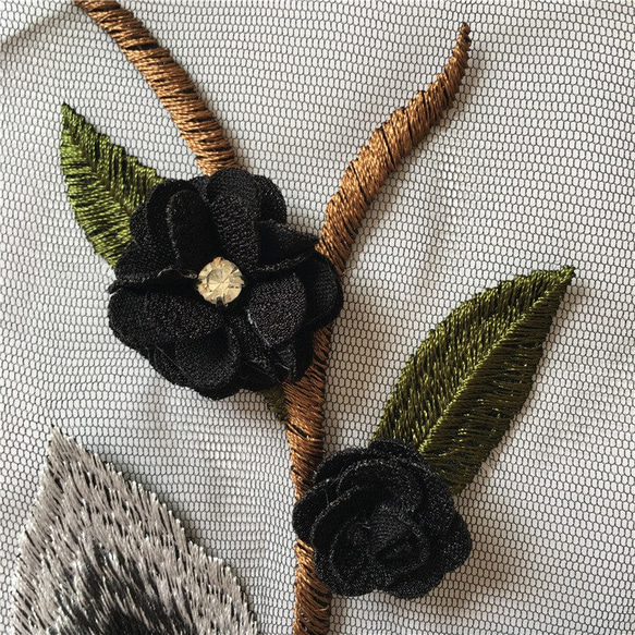 ブラックフラワーモチーフ 35cm*16cm ワッペン・アップリケ noppy1 通販 11548565｜Creema(クリーマ)