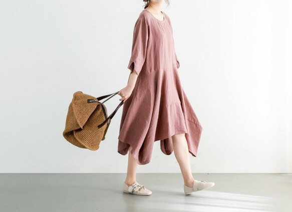 （再販×2）天日干しリネン ワンピース ♪オーダーサイズ可 ワンピース 五月 通販 5732091｜Creema(クリーマ)