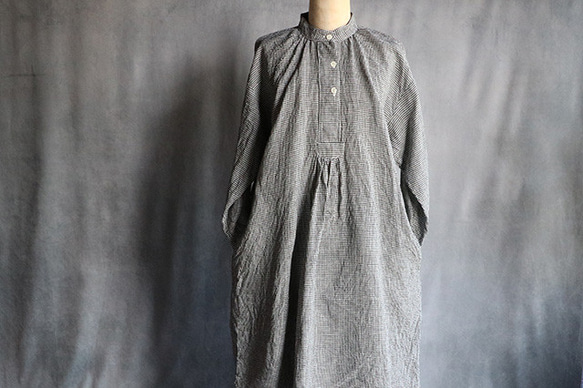 フロントギャザーワンピース：ミニギンガム ワンピース cimicuri 通販｜Creema(クリーマ) 9214201