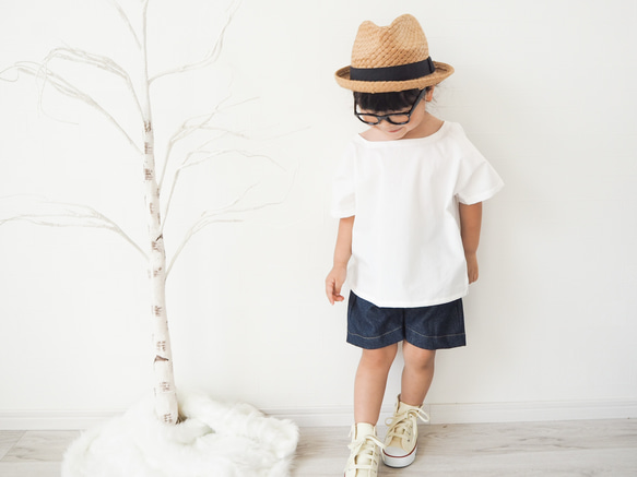 【90】ボートネックコットンシャツ ベビー服 HAM-NICO 通販｜Creema(クリーマ) 5682585