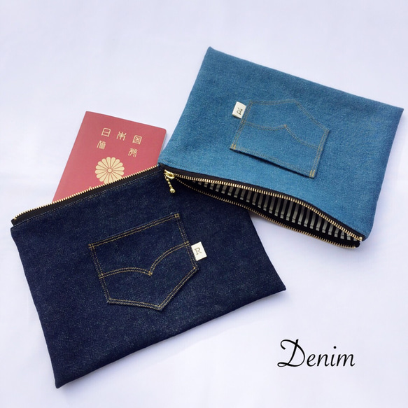 Denim ポーチ M ポーチ raju 通販｜Creema(クリーマ) 3176879