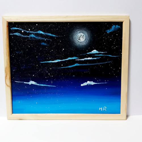 油絵 夜空の月 絵画 HR 通販 11987236|Creema(クリーマ) 油絵 夜空の月 絵画 HR 通販 11987236|Creema(クリーマ)