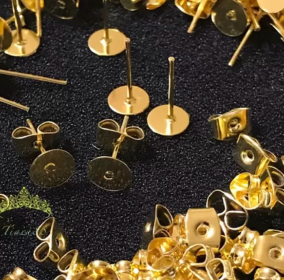 目玉商品 【100個セット】155# 8mm丸皿+キャッチ付き/ゴールド ピアス 金具・チェーン Tiara88 通販 5621074 ...