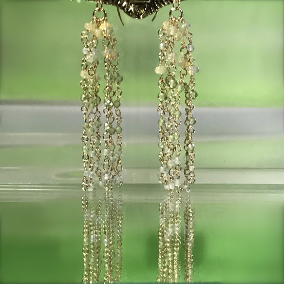SALE!!【Peridot×Prehniteペリドット×プレナイト】フリンジピアス14kgf ピアス（その他） ConNectarth 通販 ...