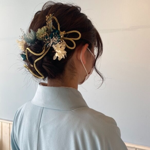 C1 緑 青 白 ドライフラワー 成人式髪飾り 結婚式 卒業式 ヘッド C1 緑 青 白 ドライフラワー 成人式髪飾り 結婚式 卒業式 ヘッド