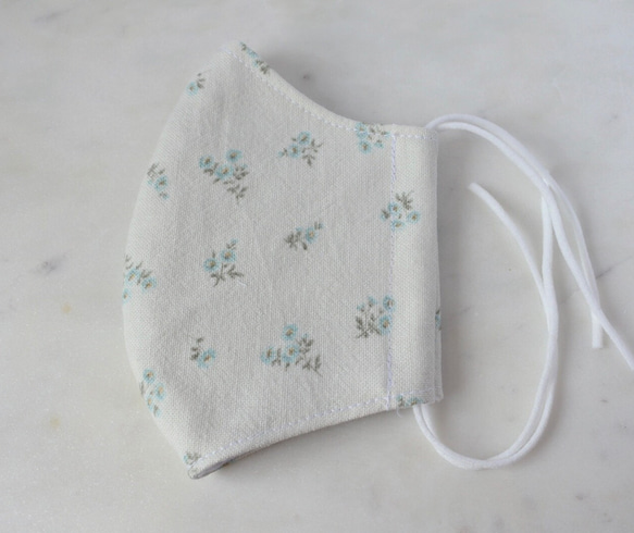 ライトブルー 花柄 麻混綿 立体マスク その他ファッション mere-chi 通販 9046762｜Creema(クリーマ)