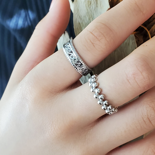 つぶつぶ ドットリング 2連リングシルバーリングSV925 RS-131 つぶつぶ ドットリング 2連リングシルバーリングSV925 RS-131