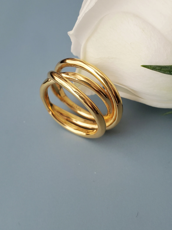 大人気 ️ triple ring ゴールド透かしリングK18GP,3連 RS-25 指輪・リング Ring and I 通販 9714684｜Creema(クリーマ)