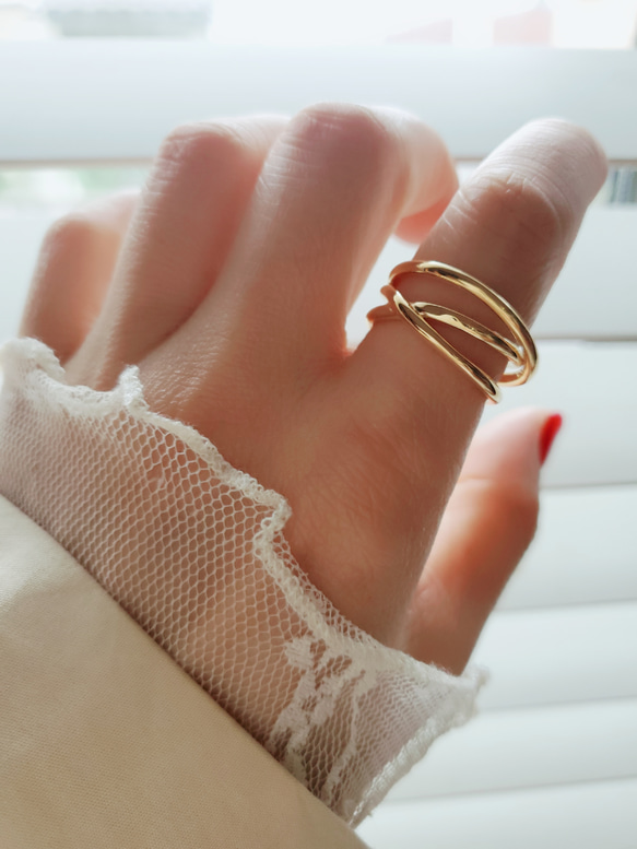 大人気 ️ triple ring ゴールド透かしリングK18GP,3連 RS-25 指輪・リング Ring and I 通販 9714684｜Creema(クリーマ)