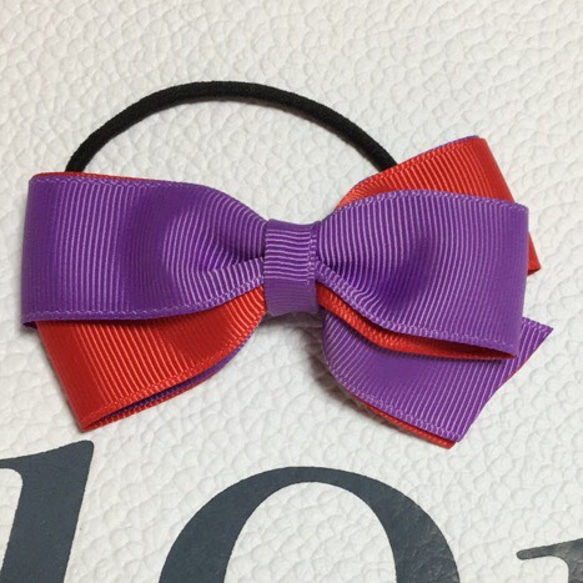 アシンメリボン ヘアゴム 赤紫 ヘアゴム CHICO 通販 6427442｜Creema(クリーマ)