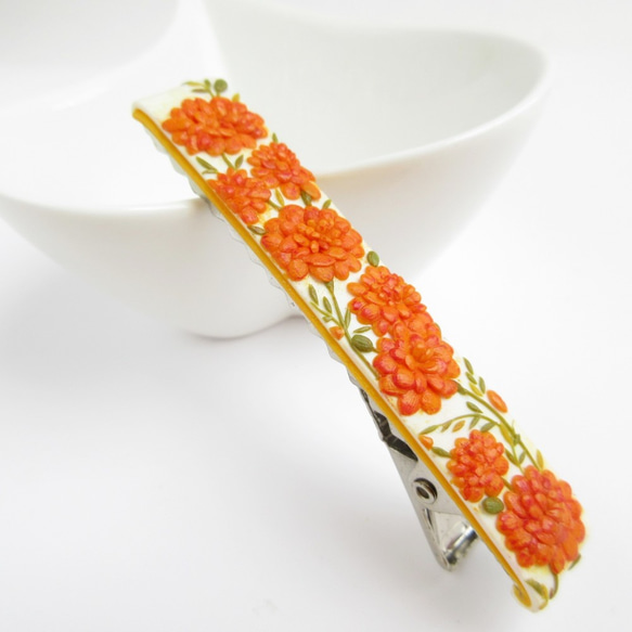 【現品限り】マリーゴールドの髪飾りクリップ。6cm。「Creema限定」ポリマークレイ バレッタ Myu 通販 12191019｜Creema ...