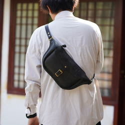 【切線派】大きい 本革 ファスナー立体マチ・ボディバッグ 手染め / 総手縫い ショルダーバッグ TANGENT LINEAR 通販 ...