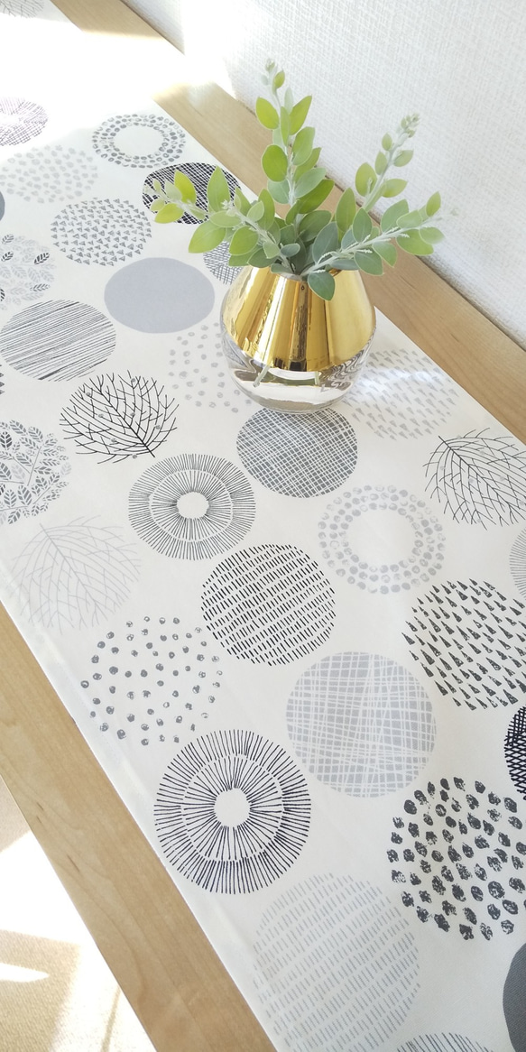 【100×30cm】北欧テーブルランナー 【サークル・モノトーン】 カーペット・絨毯・ラグ・マット SK store 通販 12682455 ...