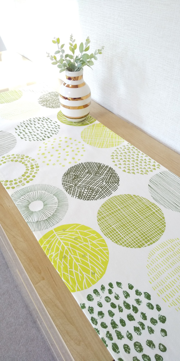 【特別サイズ】北欧テーブルランナー 【特大サークル・グリーン】 カーペット・絨毯・ラグ・マット SK store 通販｜Creema(クリーマ)