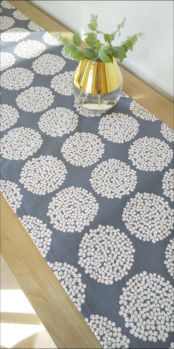 【100×30cm】北欧 テーブルランナー 【サークルフラワー・グレー】 カーペット・絨毯・ラグ・マット SK store 通販 ...