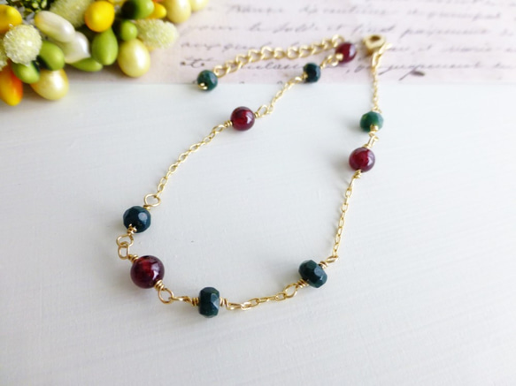 天然石ガーネットとブラッドストーンのブレスレット ブレスレット *sincerely* 通販 4663582｜Creema(クリーマ)