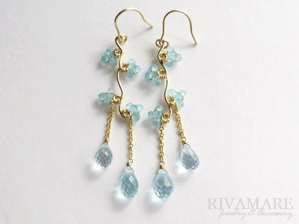 「夏の陽射しのルフレ」スカイブルートパーズ ピアス アパタイト ドロップ ワイヤーピアス ピアス（フック・チェーン） RIVAMARE 通販 ...