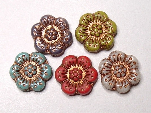 チェコビーズ ワイルドローズ 5色セット ビーズ blue flower 通販 8376040｜Creema(クリーマ)