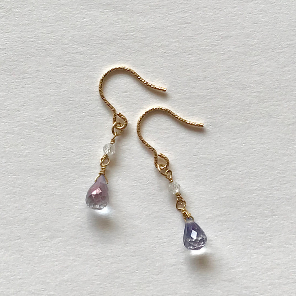 ミスティックトパーズと天然ジルコンのピアス ピアス（フック・チェーン） MUUKOJI accessory 通販｜Creema(クリーマ ...